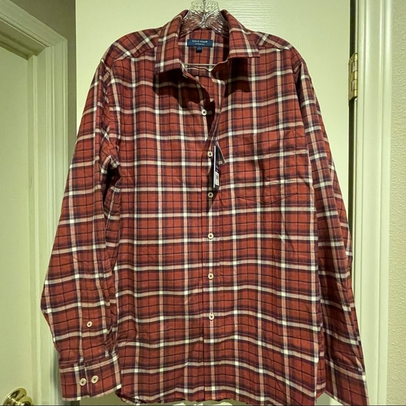 Cole Haan | Shirts | Cole Haan Grand Os Syrah Red Plaid Long Sleeve ...